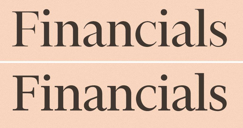 Financier design information · Klim Type Foundry